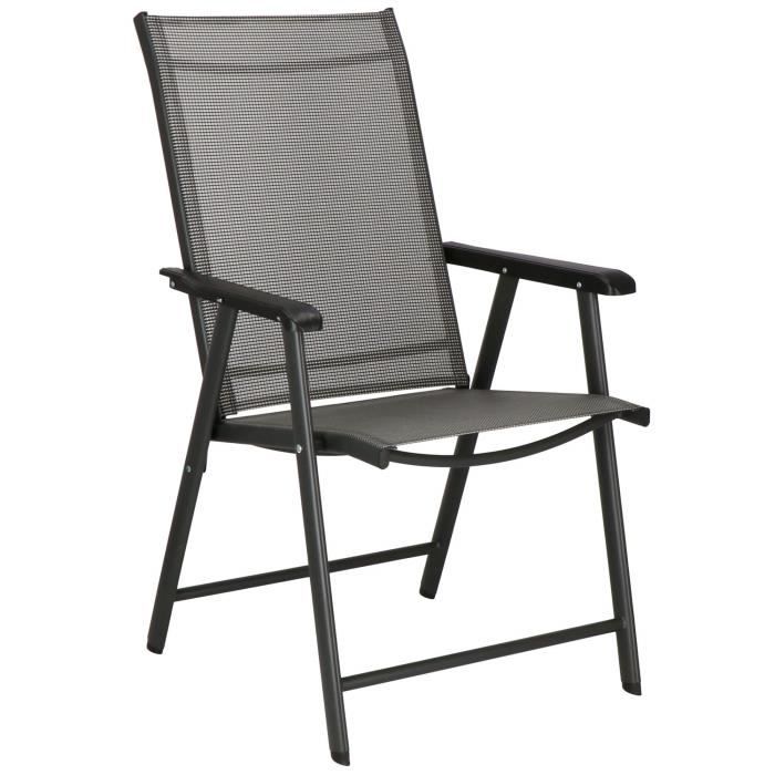 SPRINGOS® Chaise de jardin en acier Chaise pliante avec accoudoirs 57 x ...