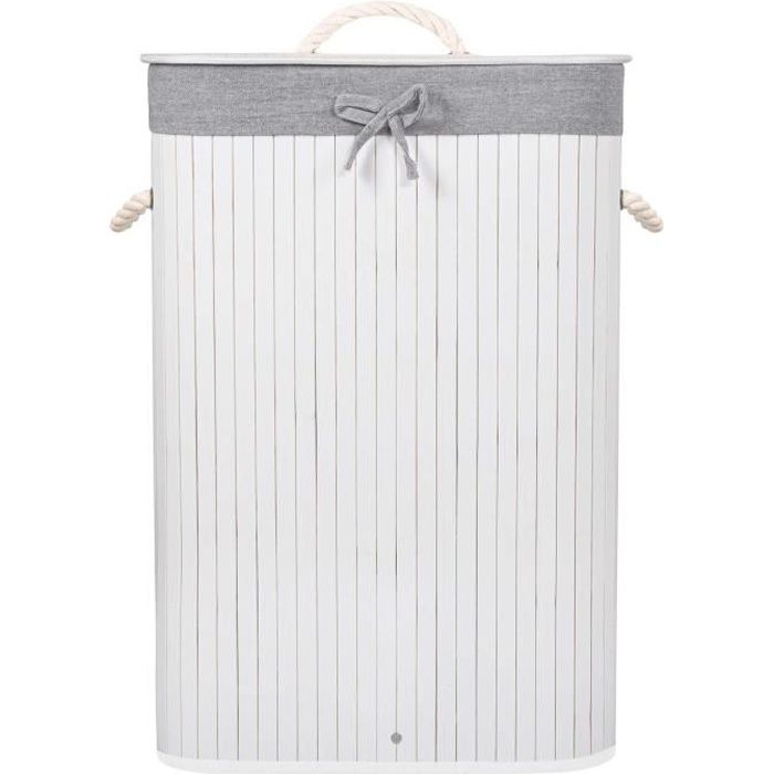 Panier à linge - SPRINGOS - 72L - Bambou naturel - Blanc - Style ...