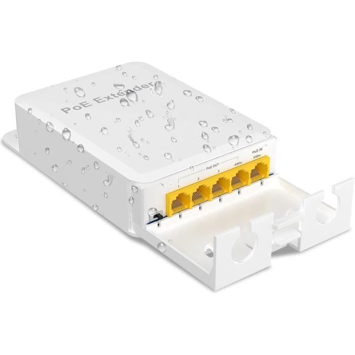 Extension Poe Gigabit extérieure à 4 sorties, répéteur Poe 802.3Af-At ...