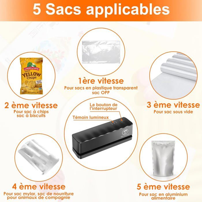 Scelleuse Thermique Mini Machine A Sceller Sachet 5 Modes Réglables ...