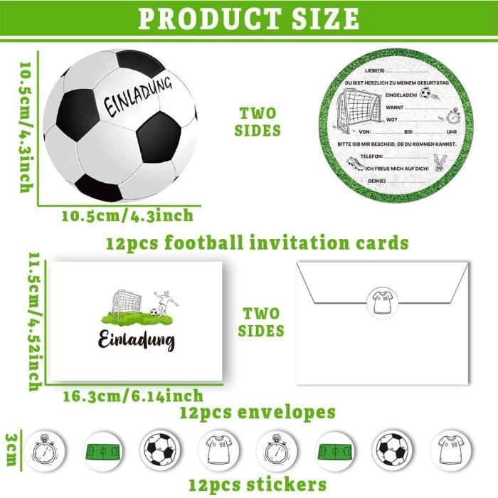 Carte Thème Football 12Pc Carte Invitation Anniversaire Football Carte ...
