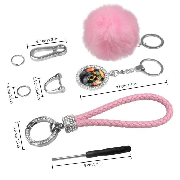 Ensemble de porte-clés rose Bear Pattern Girls - Porte-clés en strass ...