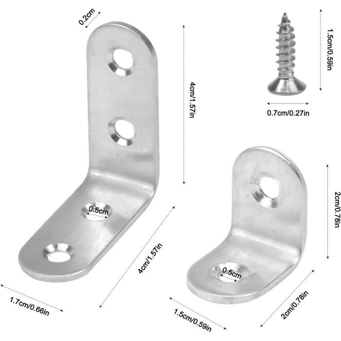 40 Pièces Équerres De Fixation, Équerre De Coin En Acier Inoxydable ...