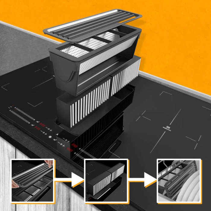 Downdraft Hotte aspirante Table de cuisson à induction Autonome 77cm 9 ...