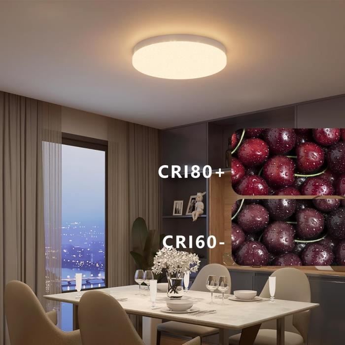 Plafonnier Led Rond 36W, Ciel Étoilé Blanc Lampe Plafond Moderne ...