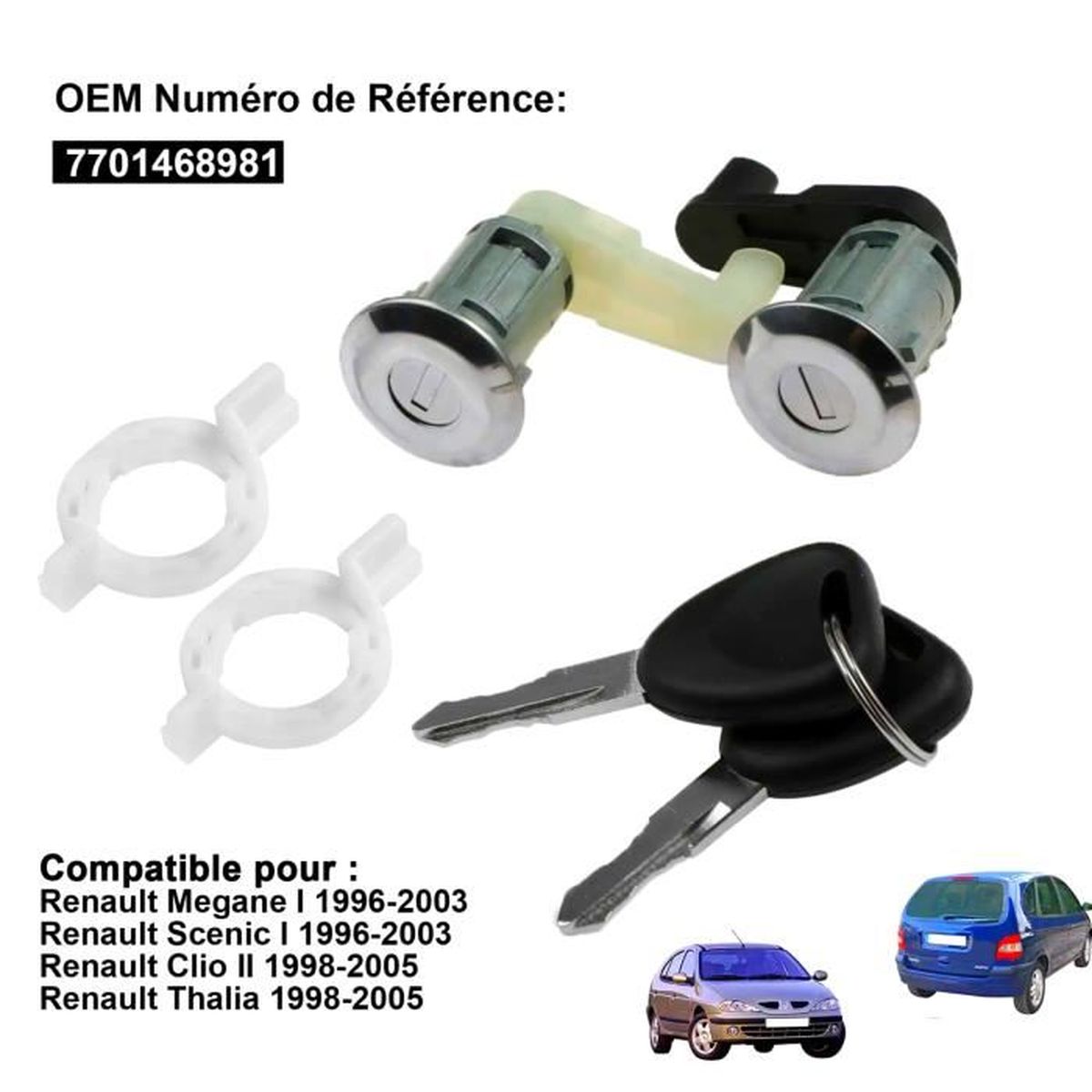 Barrier - Kit cylindre - Barillet de Serrure de Porte Avant Gauche et ...