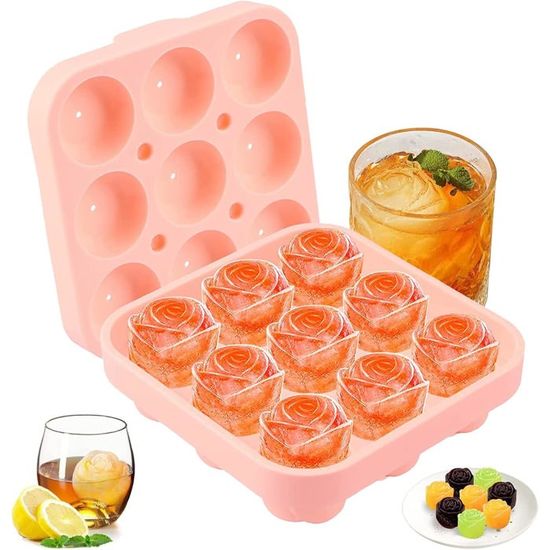 Ice Cube Tray with Lid Roses Silicone 9 Cavities for Ice Cube Trays ...