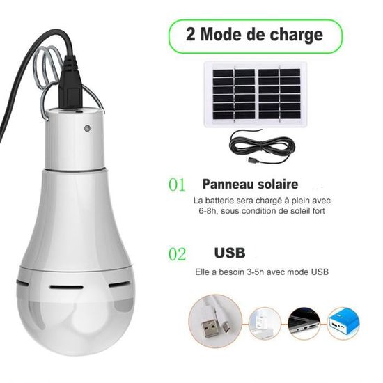 Lampe Solaire Avec Télécommande Lumière LED Ampoule Portable pour Eclairage Intérieur et ...