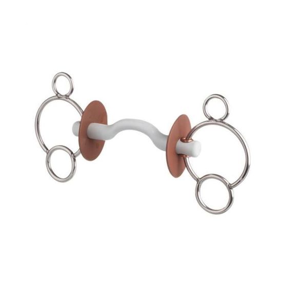Mors 3 anneaux pour cheval à olives Beris - blanc/marron/argent - 120 ...