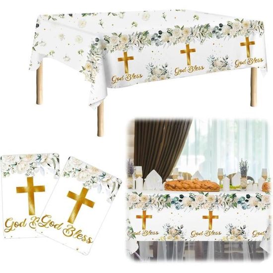 2Pcs Chemin De Table Baptême Communion Confirmation, 220 X 130 Cm ...