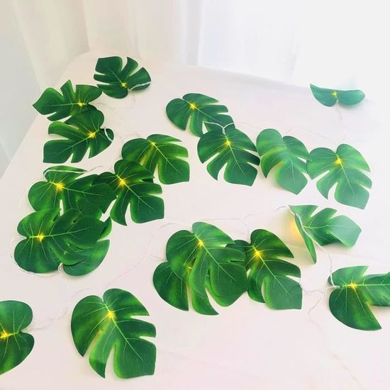 Artificiel Vert Monstera Feuille Guirlandes Lumineuses 20 Led Palmier ...