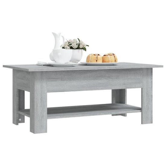 FAR - Table basse Sonoma gris 102x55x42 cm Aggloméré - ZJCHAO ...