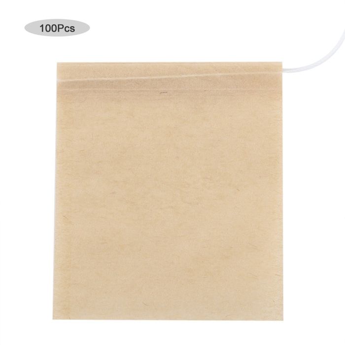 Lot de 100 sachets de thé jetables vides avec filtre et infuseur avec cordon de serrage pour thé ...