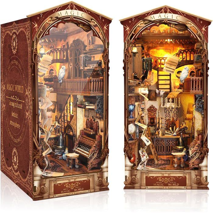 DIY monde magique book nook kit, mini maison poupée décoration étagères ...