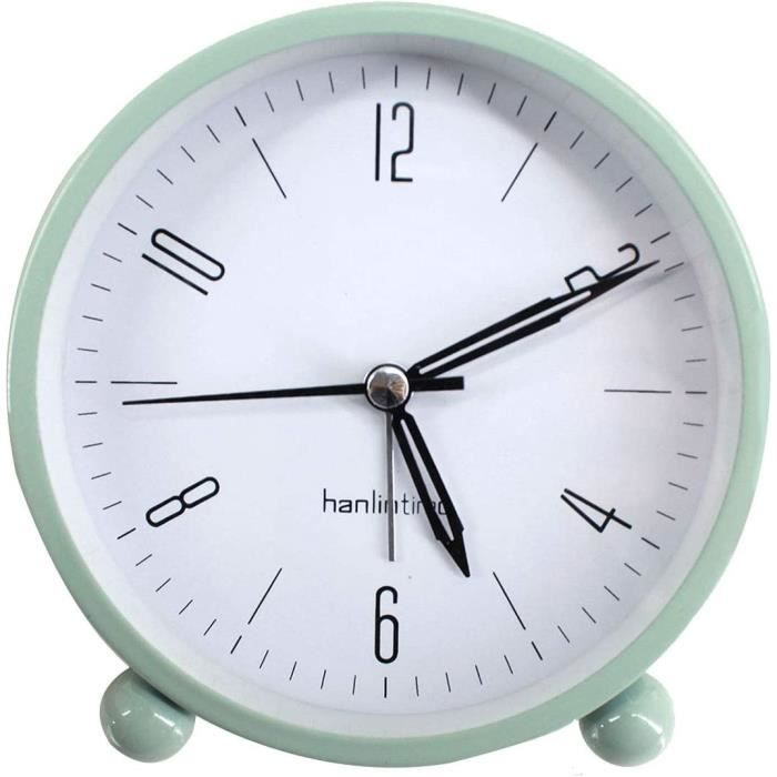 LIWI-LA Haute 4"Ronde Silencieux Réveil Non Ticking Chevet-Bureau ...