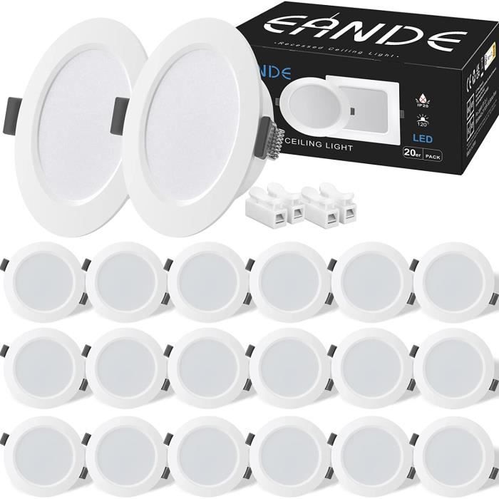 Lot de 20 Spots Led Encastrable Extra Plat 9W Equivalent 90W, Spot ...