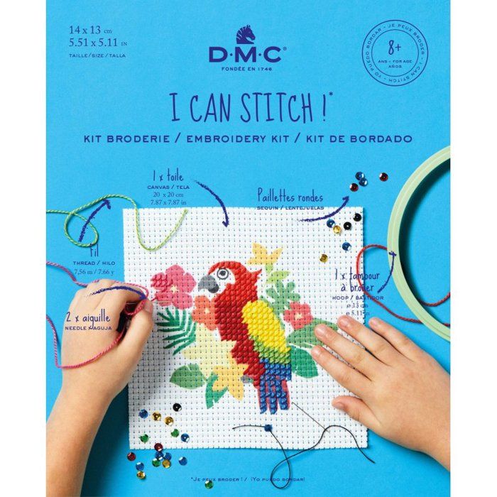 DMC - Kit Enfant Broderie Demi Point Perroquet - Cdiscount Beaux-Arts ...
