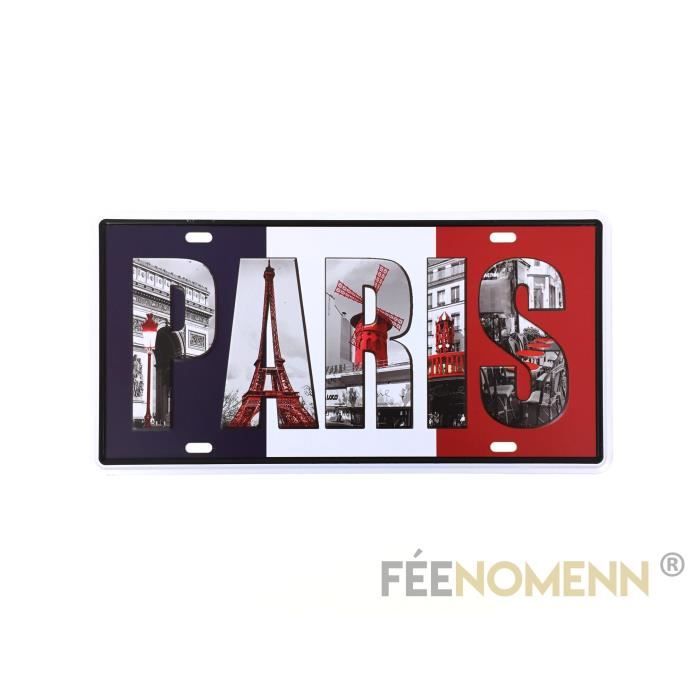 Plaque Métal Immatriculation Vintage - Paris (15x30cm) - Cdiscount Maison
