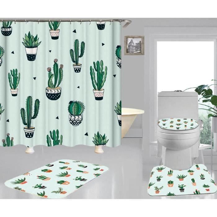 Serious-Ensemble D'Accessoires de Salle de Bain Cactus Vert 4 Pièces ...