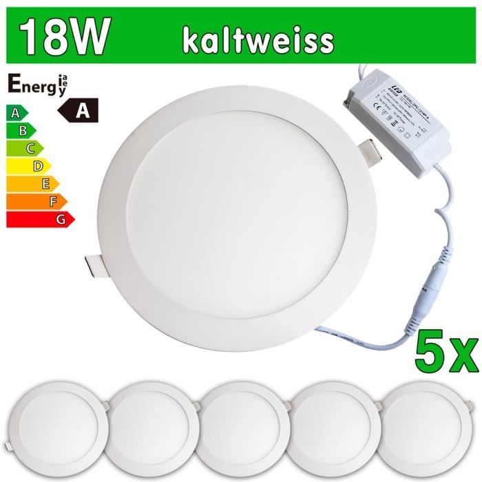 5x LEDVero ULTRASLIM Panneau LED SMD 2835 18W rond blanc froid ...