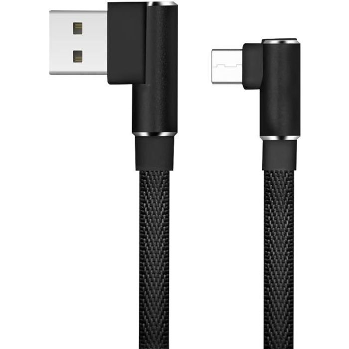 Câble USB type C vers USB Coudé Charge & Synchro 3A Cuivre 1.2m LinQ ...