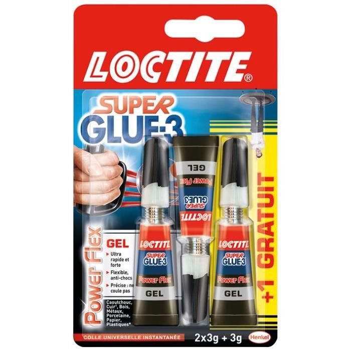 LOCTITE Lot 2+1 gratuit Super glue3 power flex tube - 3g - Cdiscount Bricolage