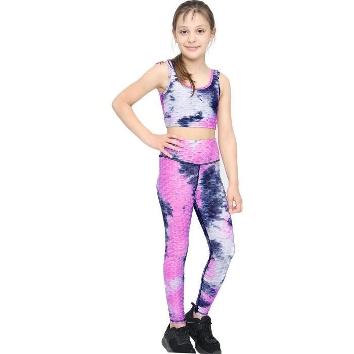 Filles Rayon De Miel Crop Top Leggings Gilet Gym Danser Yoga Exercer ...
