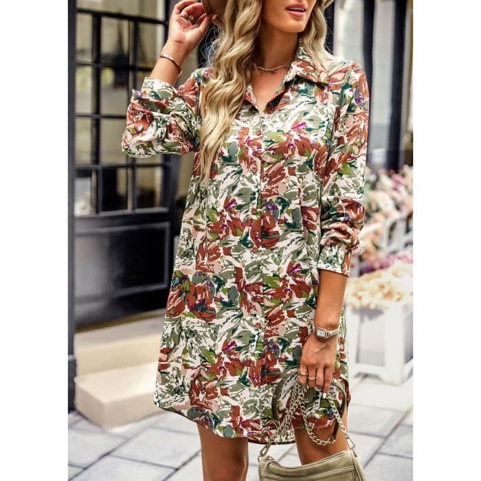 Robe femme INS chic Mode elegant Bohème Manches longues - Rouge ...