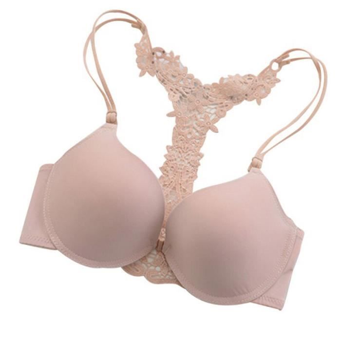 Soutien-gorge,Soutien-gorge push-up à boutons sur le devant pour femme,sous-vêtements féminins ...