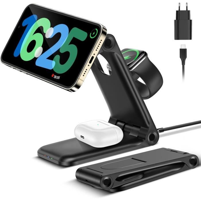 Chargeur Induction Sans Fil Magnétique Pliable Portable, 3 In 1 Mag ...