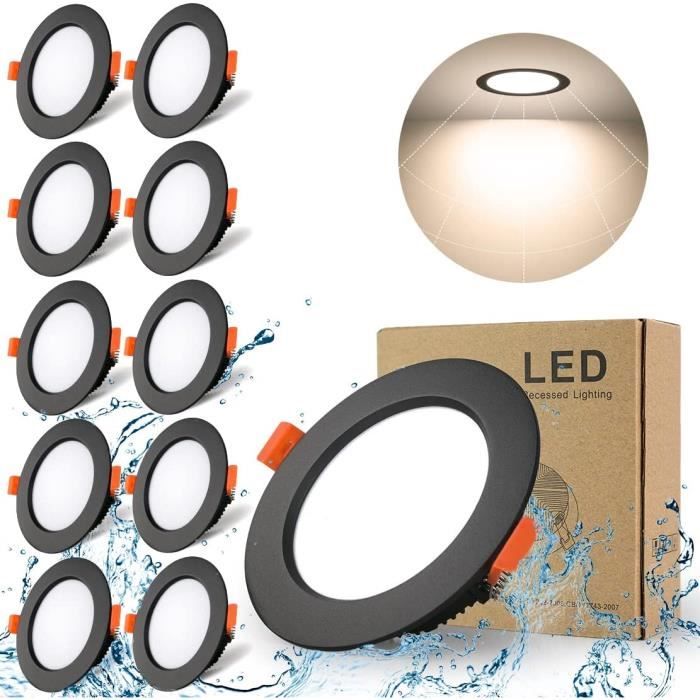10 Pack Spot Led Encastrable Noir Extra Plat Ip44 Led Spot Salle De