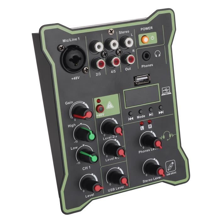 Kit Table de Mixage USB,Console de mixage numérique en métal à 5 canaux ...