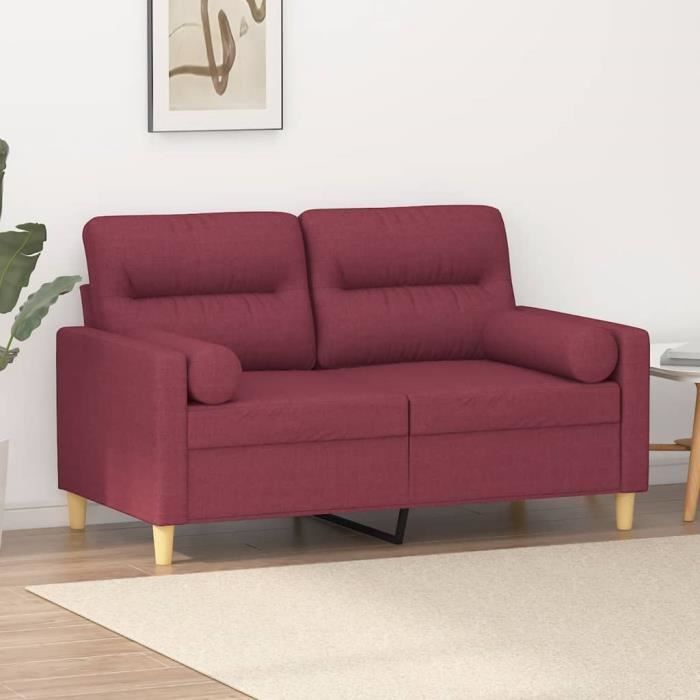 Divan - Sofa Moderne Canapé 2 places - avec oreillers bordeaux 120 cm ...