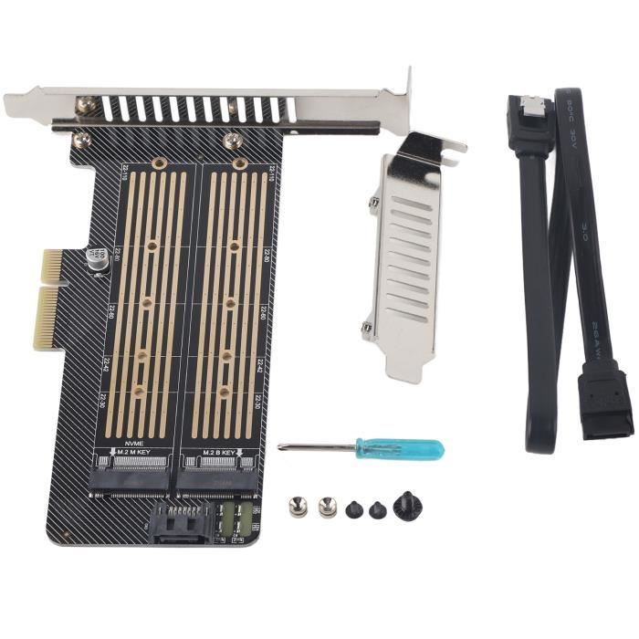 Carte adaptateur PCI-E B-key + M-key Interface M.2 NGFF + NVME Convertisseur de disque dur SSD ...