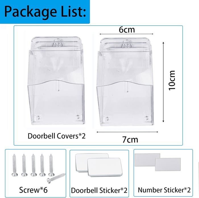 2Pcs Protection Sonnette Exterieur Pluie, Housse Etanche Pour Sonnette ...