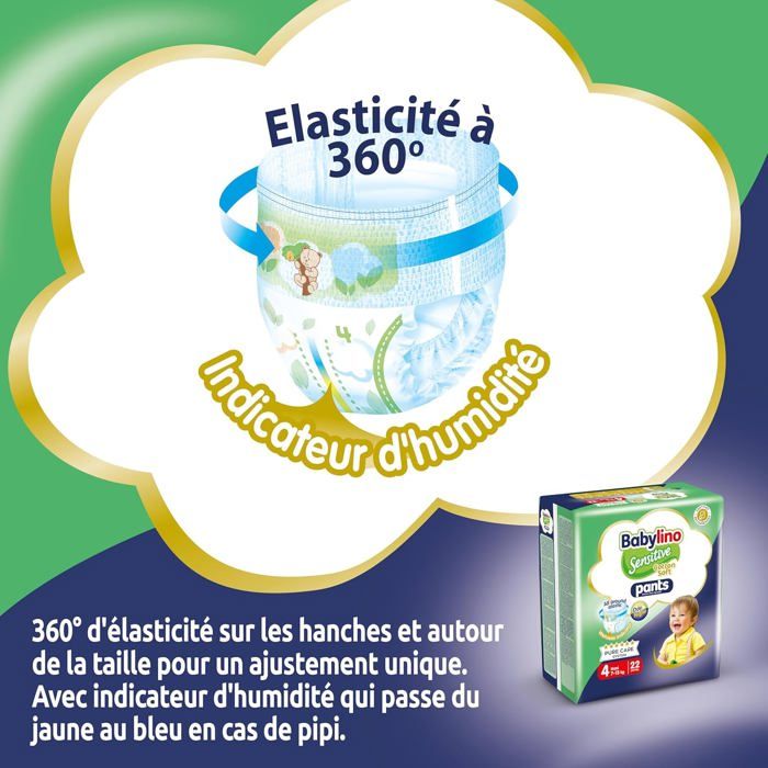 Couches-culottes jetables taille 4 (7-13kg), 22 couches, maintien 360 ...