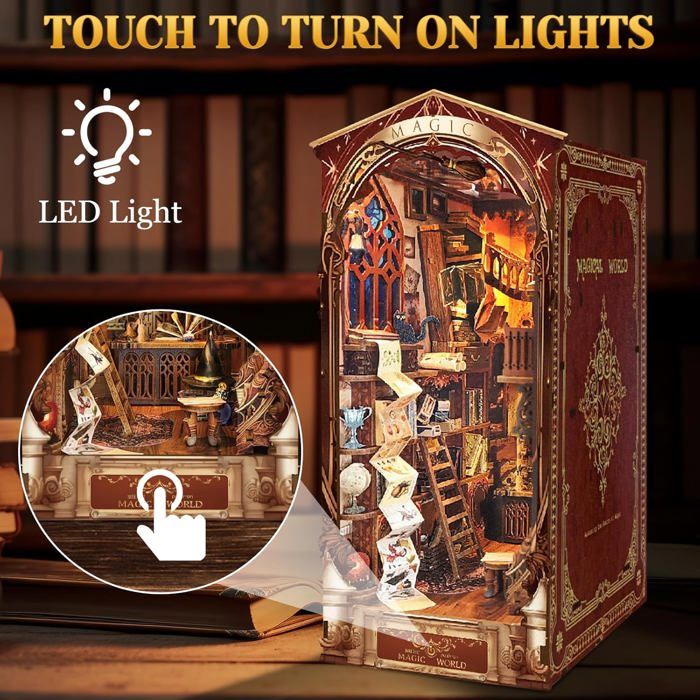 DIY monde magique book nook kit, mini maison poupée décoration étagères ...