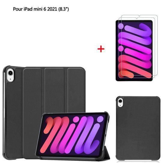 Tablette Coque iPad mini 6 2021 8.3 Noir Housse PU Cuir Avec Film de ...