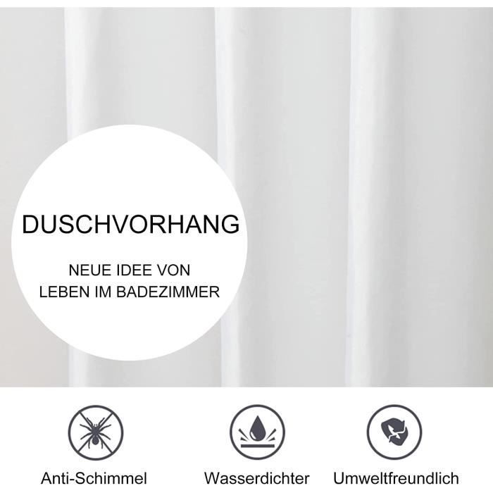 Daesar Rideau de douche 100 x 200 cm - En polyester - Anti-moisissure ...