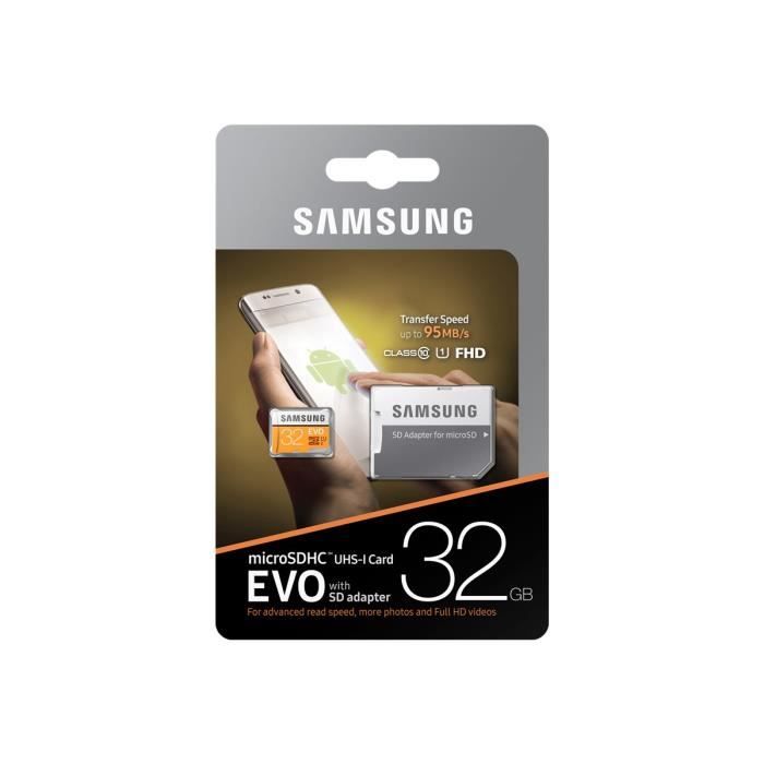 Samsung EVO MB-MP32GA Carte mémoire flash (adaptateur microSDHC SD ...