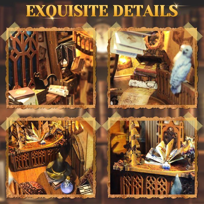 DIY monde magique book nook kit, mini maison poupée décoration étagères ...