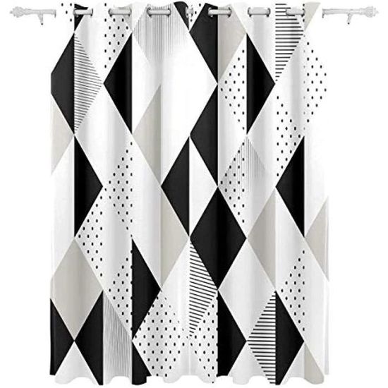 Rideau Occultant 3D - Triangle Noir Et Blanc Abstrait Motif - Rideau De ...