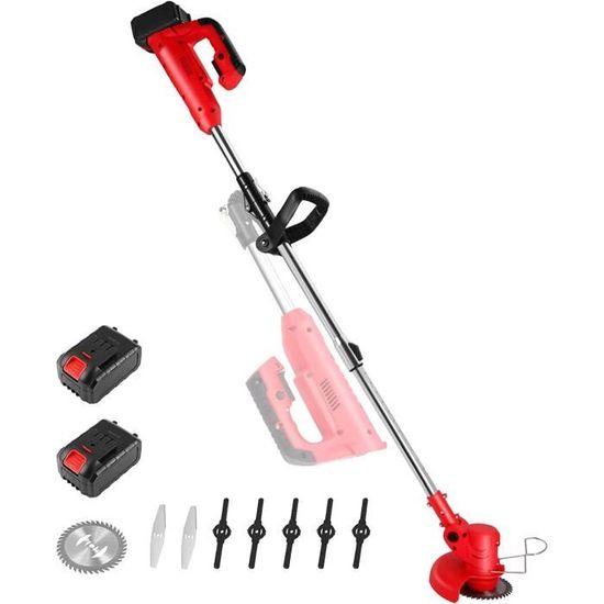 Coupe Bordure Sans Fil 21V, Coupe-Bordures Electrique, Tube Telescopique Pliable, Avec 2 * 3.0Ah ...