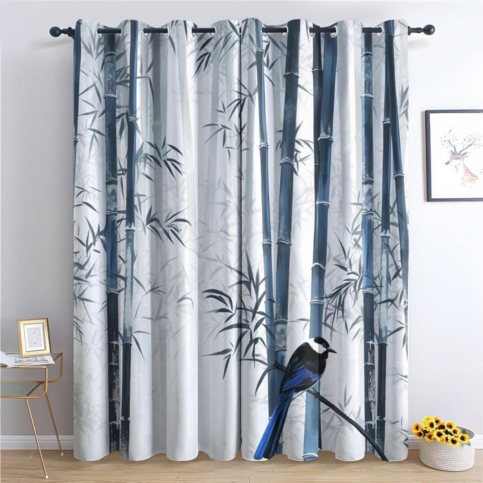 Rideau Occultant Motif Bambou, Rideau Isolant Thermique Pour Salon ...