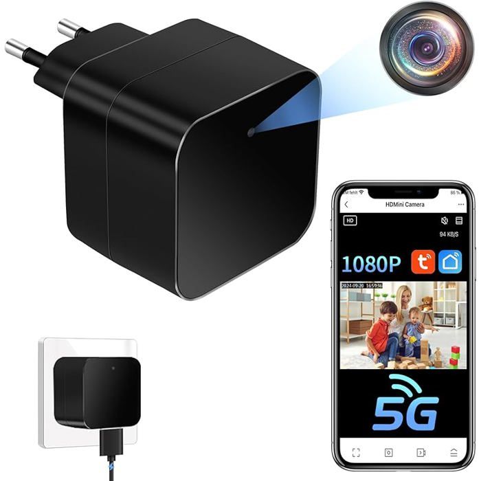 Caméra espion WiFi 5G chargeur USB - 1080P HD détection CAMERA IP ...