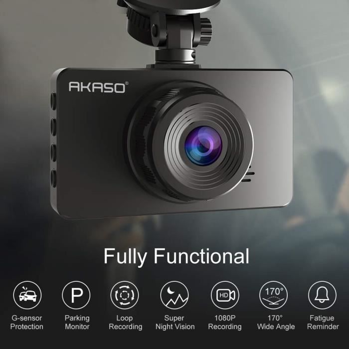 AKASO C330 Caméra de Voiture Dashcam Embarquée 1080P HD 3'' LCD 170 ...