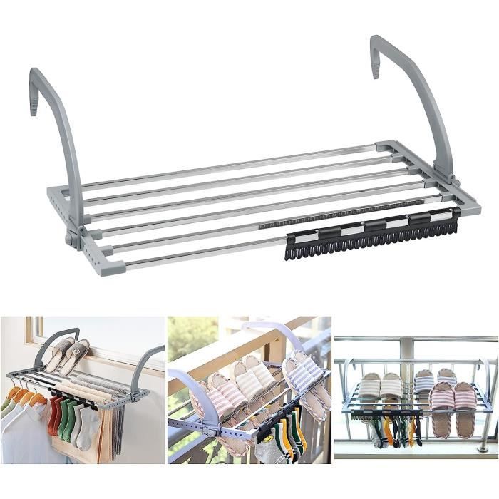 Séchoirs À Linge Pliable Étendoir Balcon En Acier Inoxydable Accrocher ...