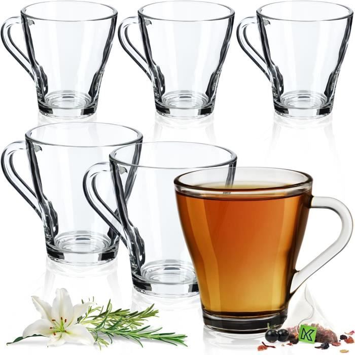 Verres À Thé, Lot De 6, Verres Avec Anse, Verres À Eau, Verres À Jus ...
