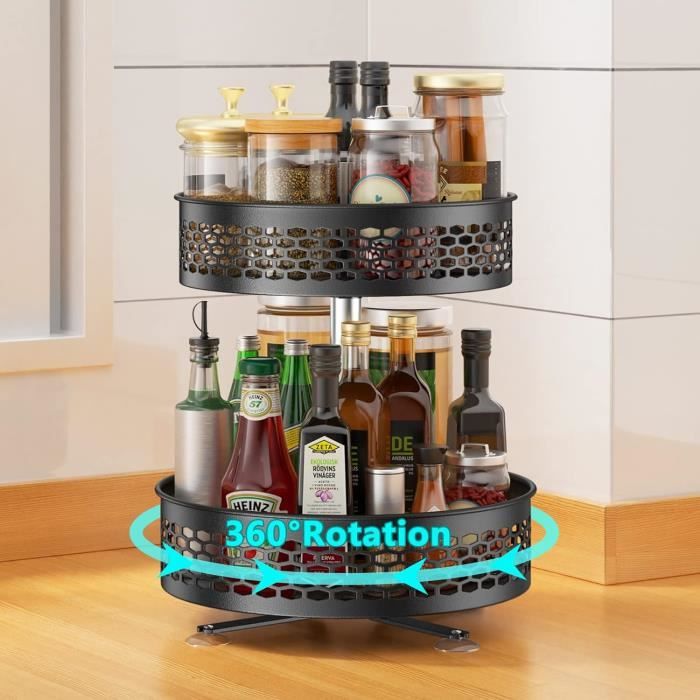 Rack À Épices Plateau De Cuisine Rotatif À 360° Rack À Épices À 2 ...