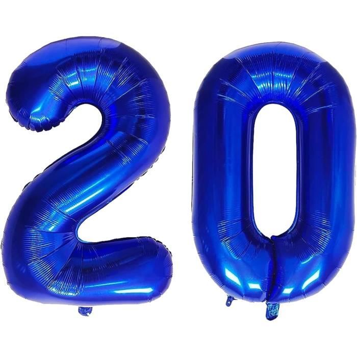 Ballon D'Anniversaire Avec Chiffres De 20 Ans - Bleu Foncé Xxl - Ballon ...